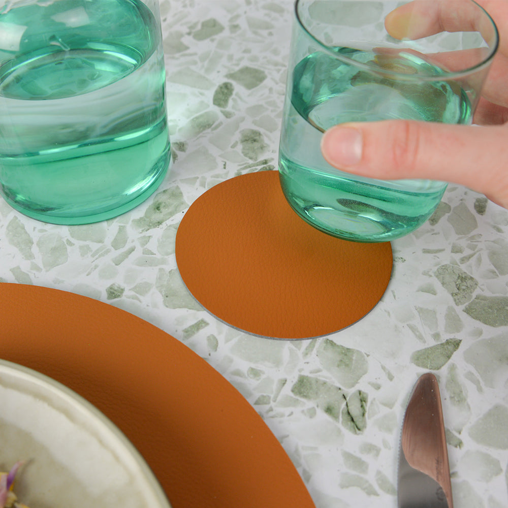 Coaster Set Round - Recycled Leather – Annabel Trends